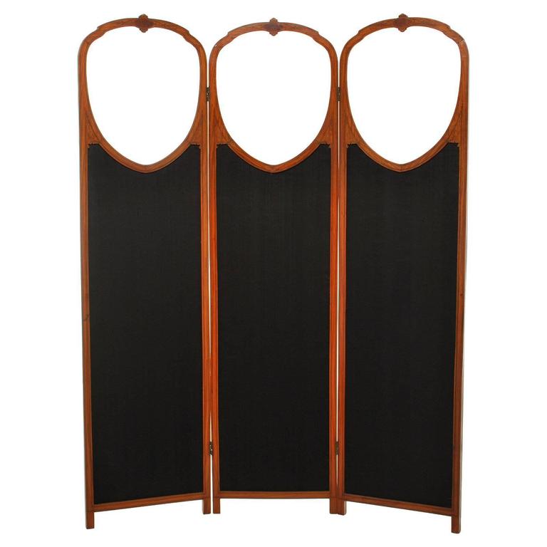 Antique English Satinwood Three-Panel Screen with Beveled Glass For ...