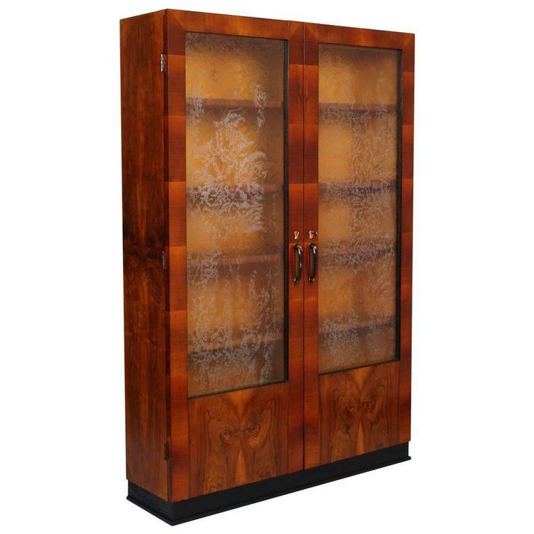 Italian Showcase Bookcase Art Deco in Walnut Burl Walnut, Osvaldo ...