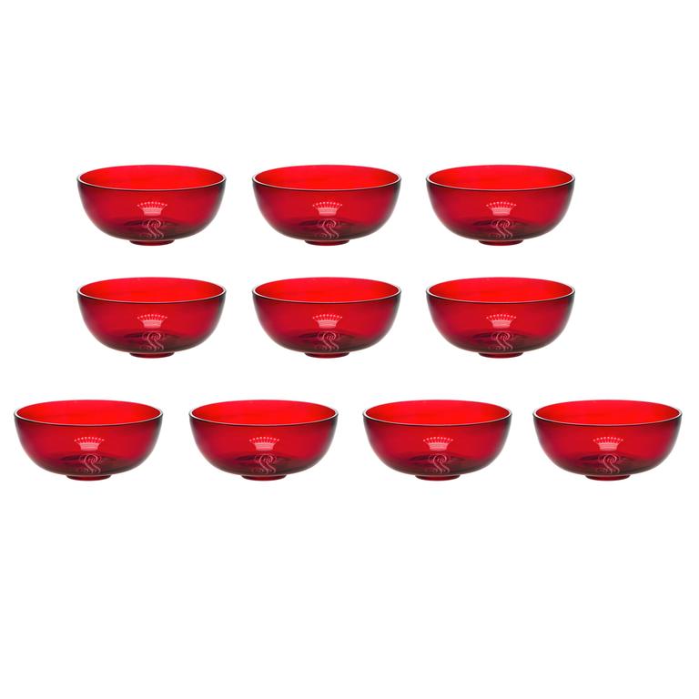 Red Baccarat Crystal Finger Bowls Set at 1stDibs