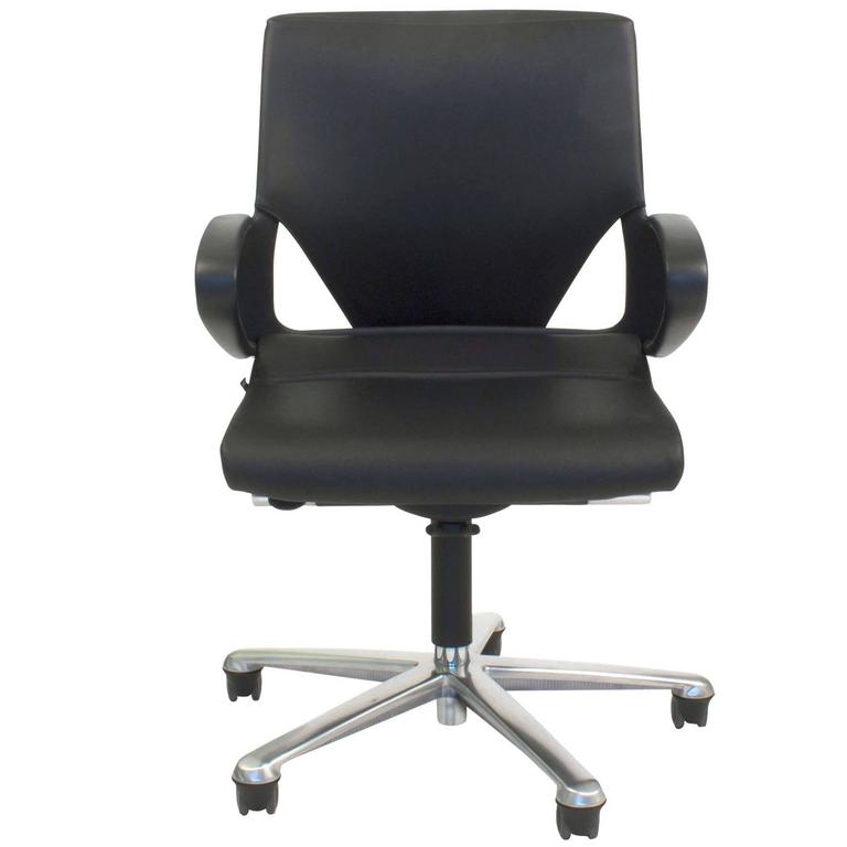 Black Leather Modus 283/7 Office Swivel Task Chair for Wilkhahn ...