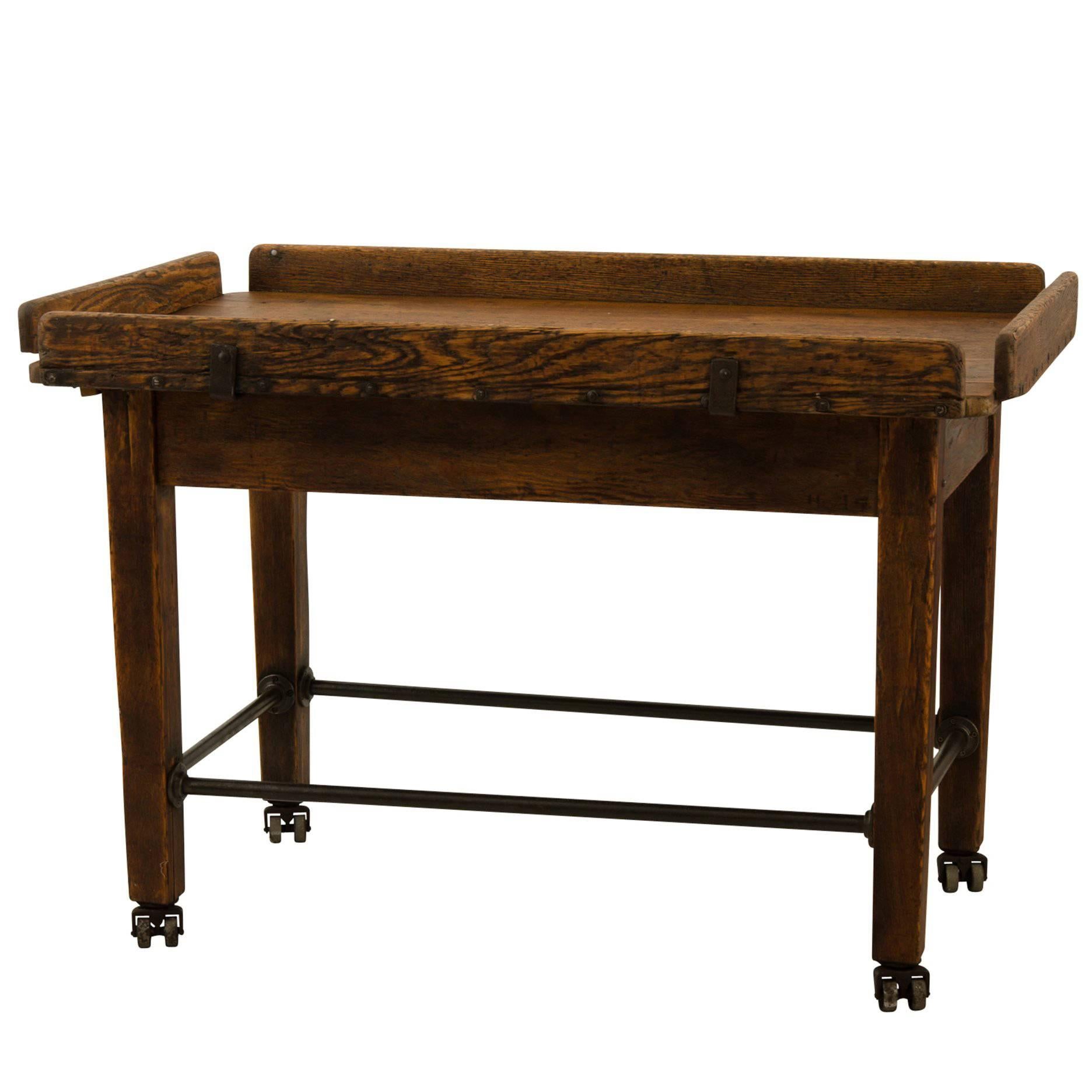 Industrial Sorting Table with Casters, circa 1910s at 1stDibs
