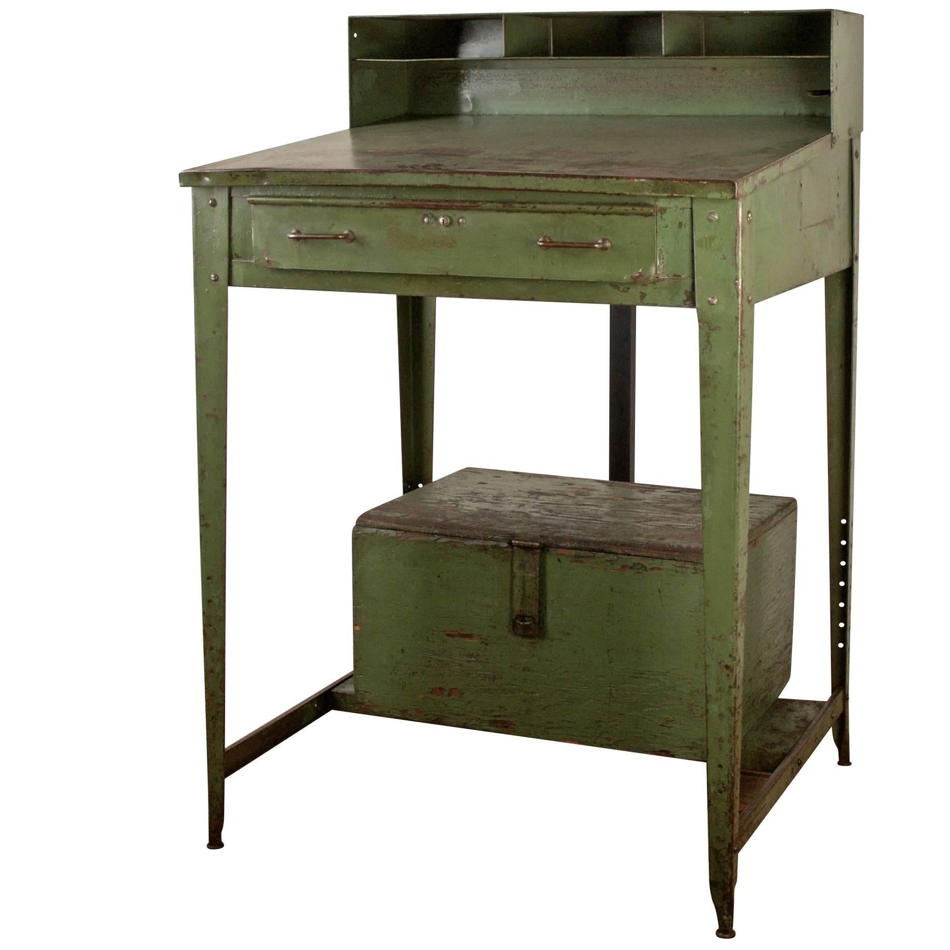 Steel Foreman's Desk with Built-In Trunk, circa 1935 For Sale at 1stDibs