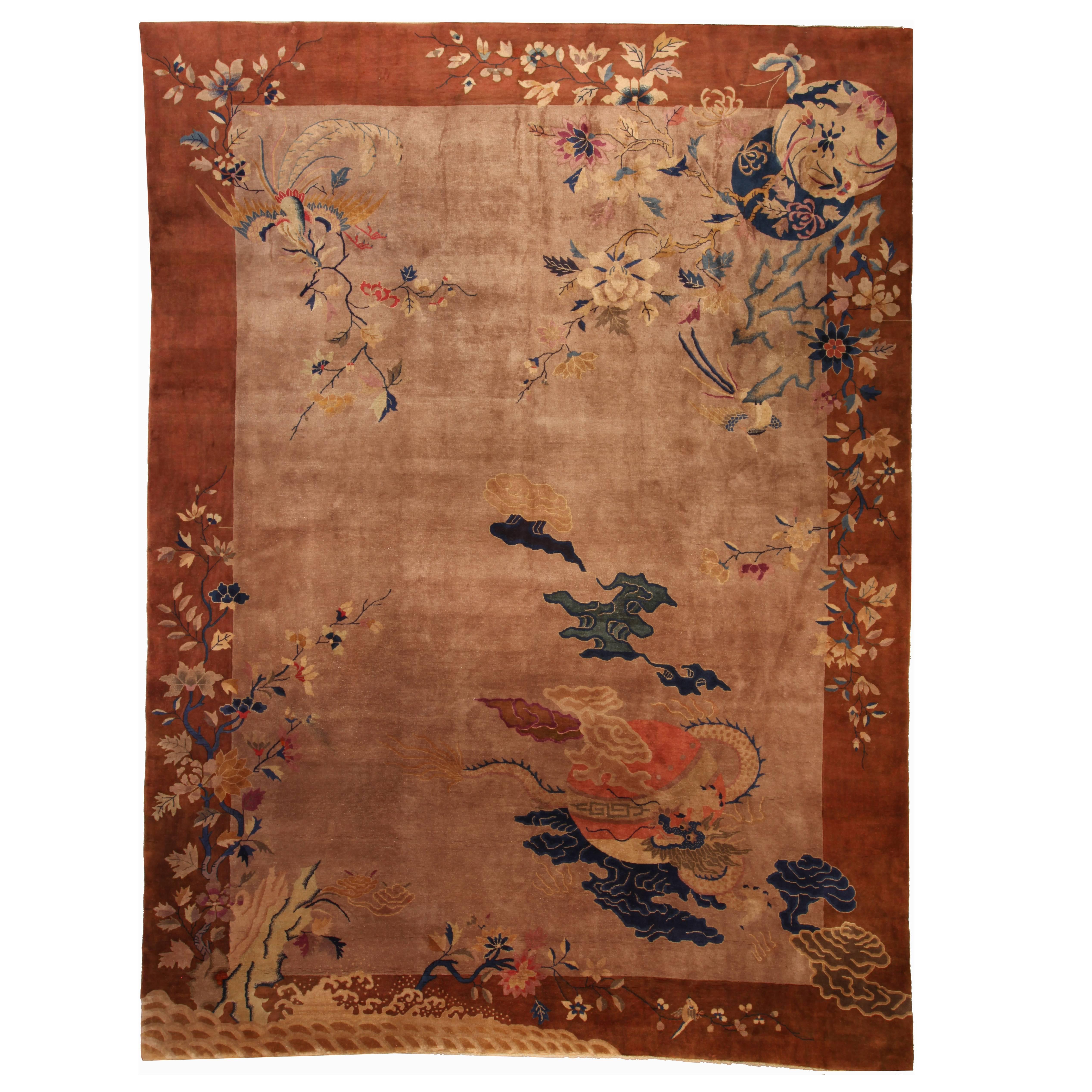 Vintage Chinese Deco Rug at 1stDibs