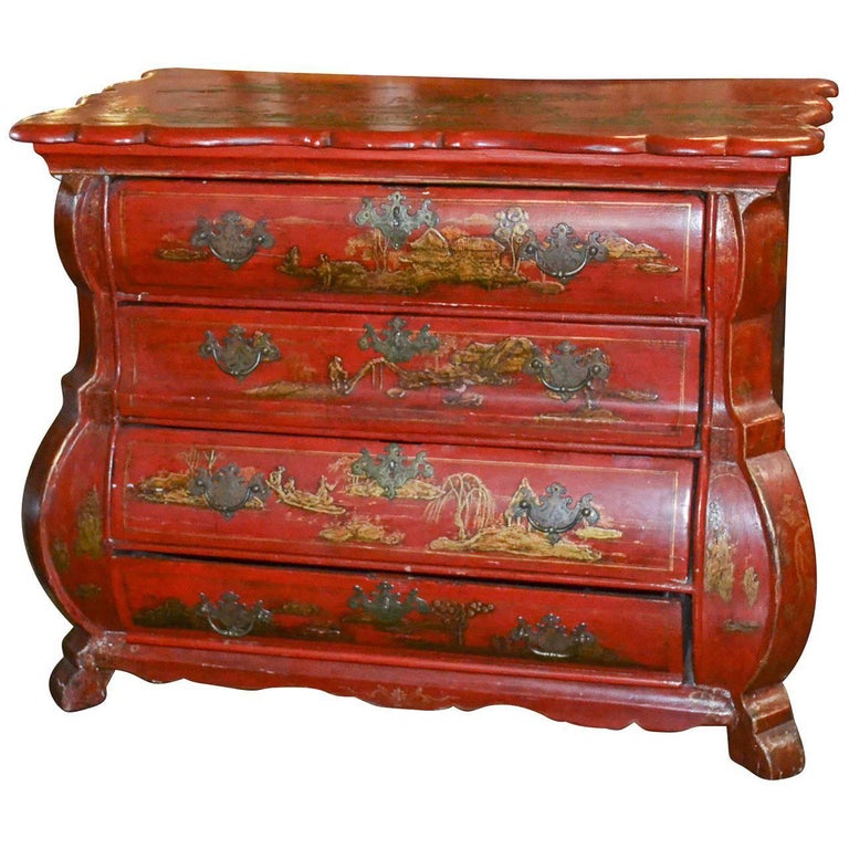 18th Century Dutch Red Chinoiserie Chest at 1stDibs
