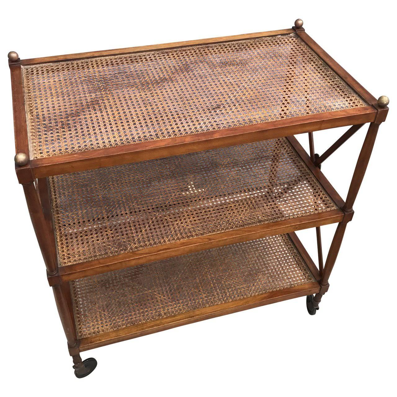 Mid-Century Modern Three-Tiered Wooden Bar Cart at 1stDibs