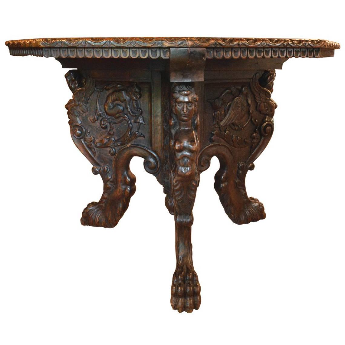 Magnificent Antique Italian Hand-Carved Centre Table at 1stDibs ...