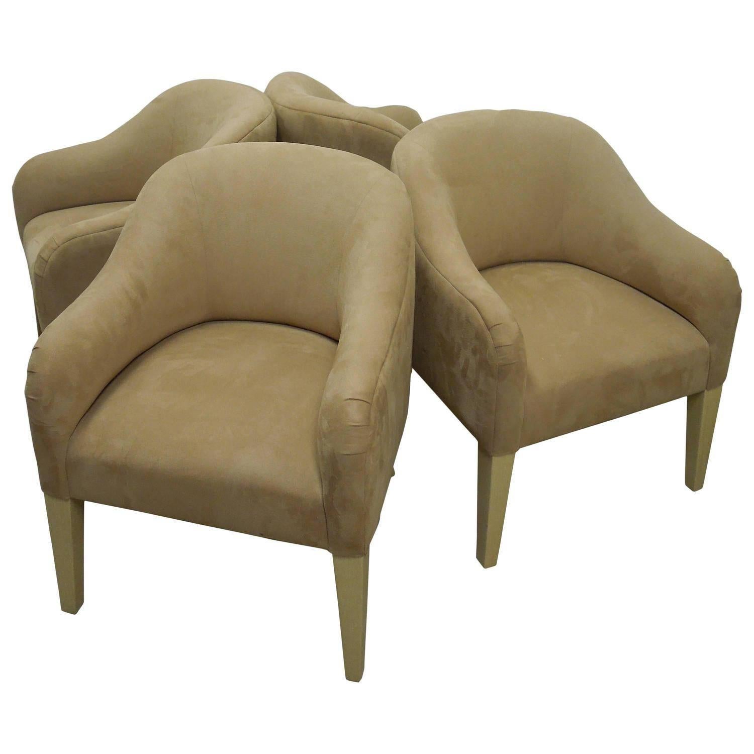 Amazing Set of Four Steve Chase Lamb Suede Bucket Chairs at 1stDibs ...