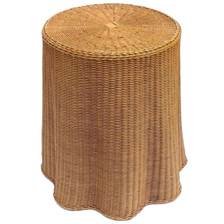 Sculptural 1970s Draped Wicker Side Table at 1stDibs