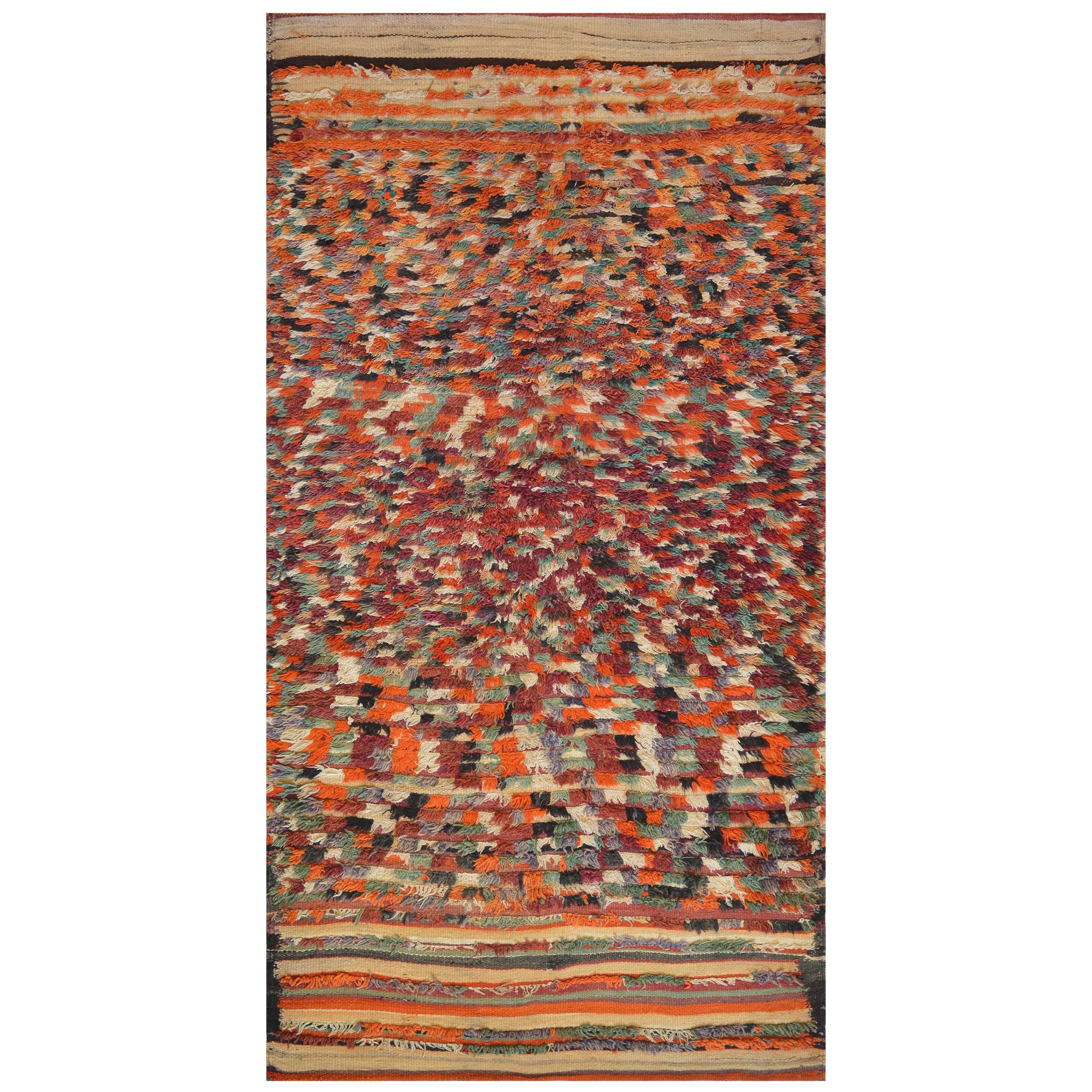Handwoven Mid-Century Multicolored Deep-Pile Vintage Moroccan Rug For ...