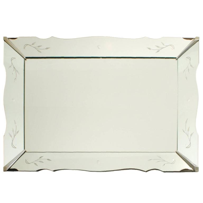 Mid-Century Rectangular Mirror with Mirrored Frame and Steel Detail For ...