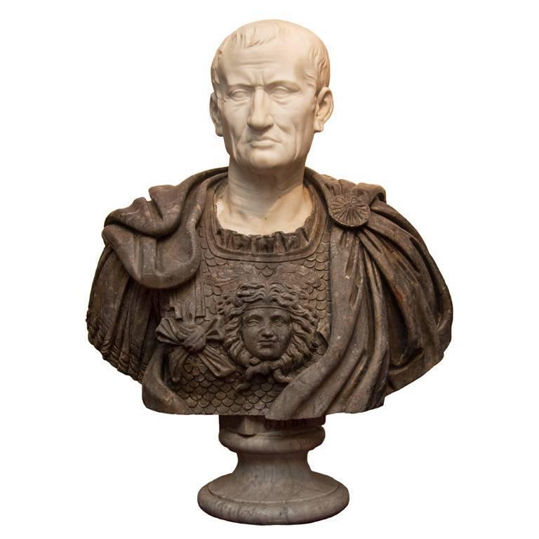 Lifesize Multicolor Marble Bust of a Roman Emperor with Medusa Breast ...