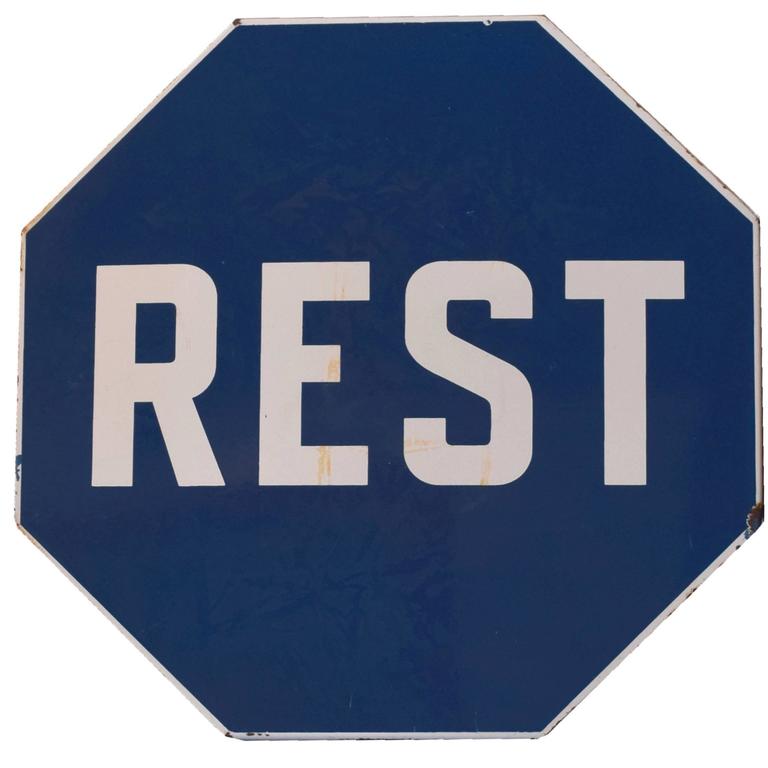 Enamel "REST" Sign at 1stDibs | rest sighn