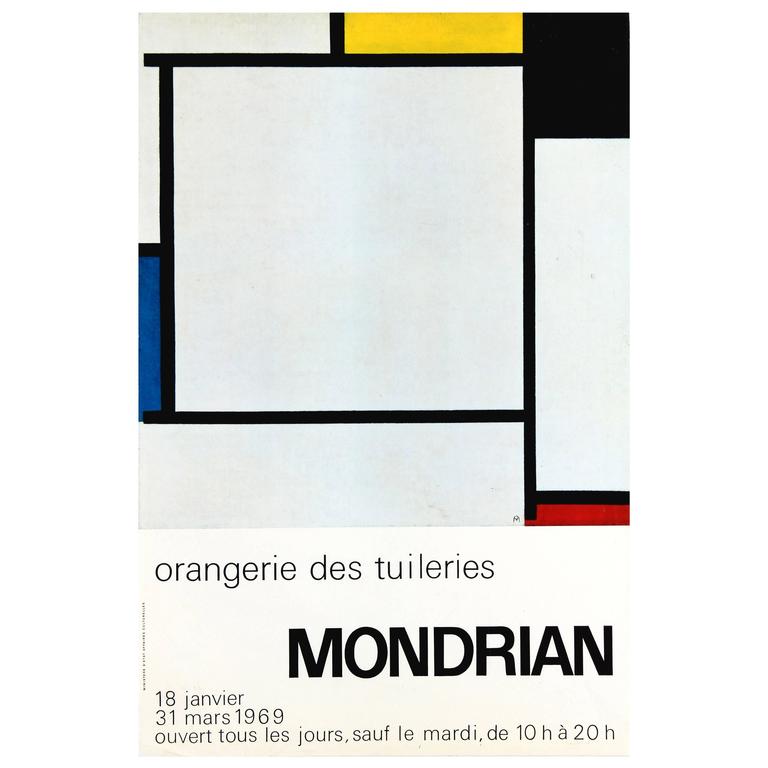 Original Vintage Poster for A Mondrian Art Exhibition in Paris ...