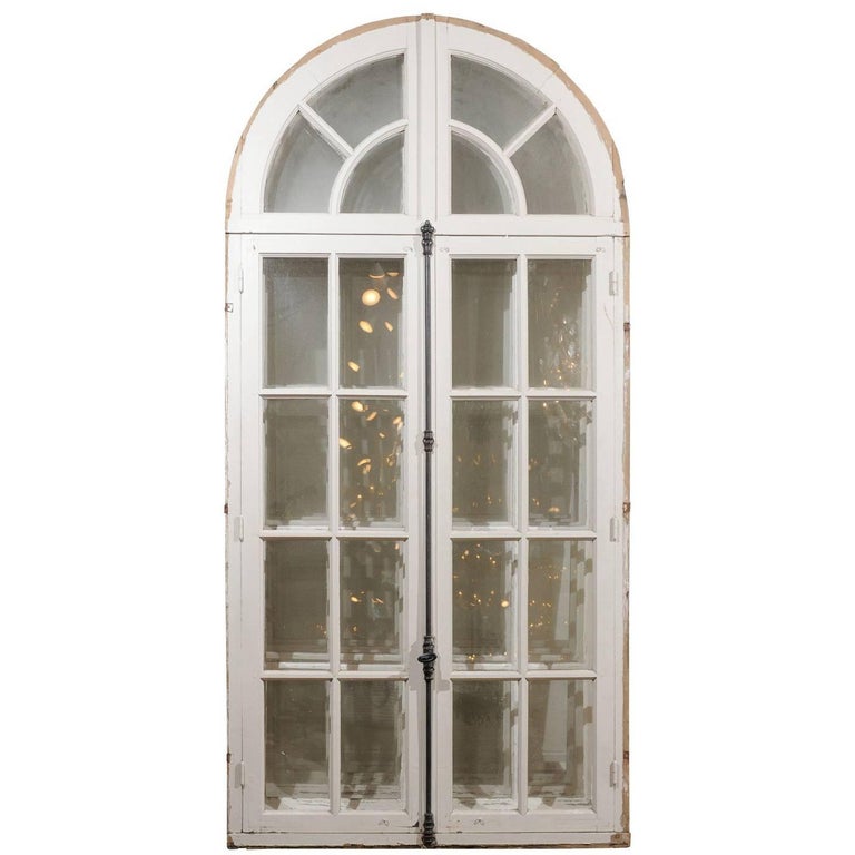 French 1850s Painted Door-Window with Arched Top from Nunnery in ...