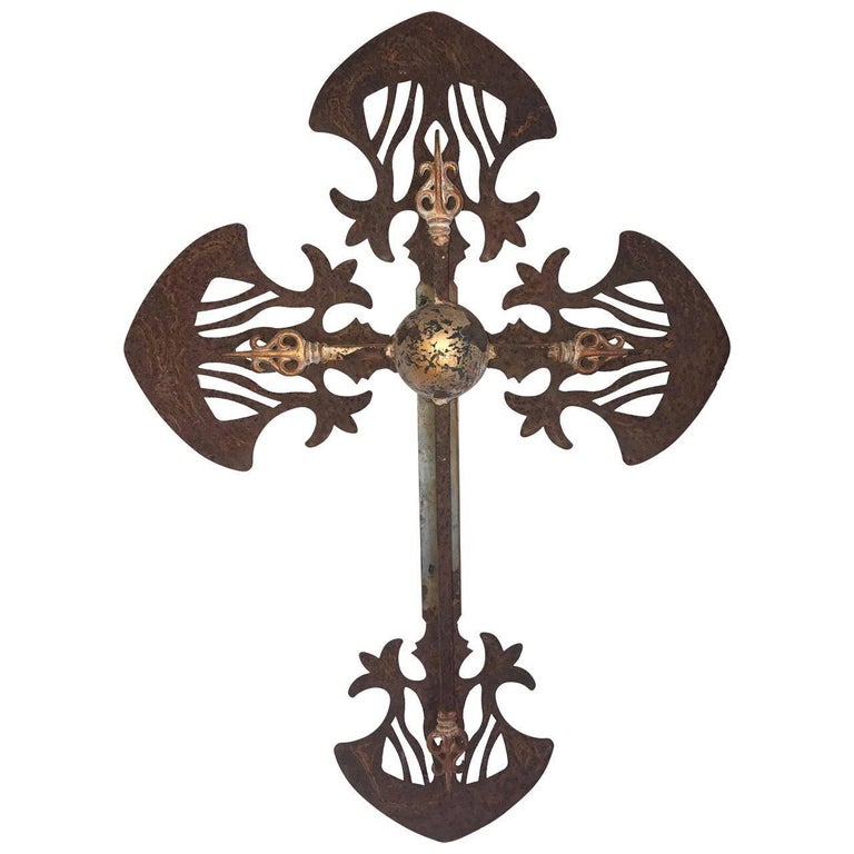 Large French 19th Century Religious Iron Cross at 1stDibs