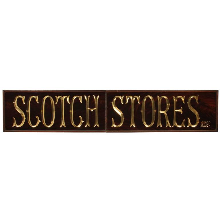 Scotch Stores Antique Pub Sign with Gold Leaf Lettering For Sale at 1stDibs