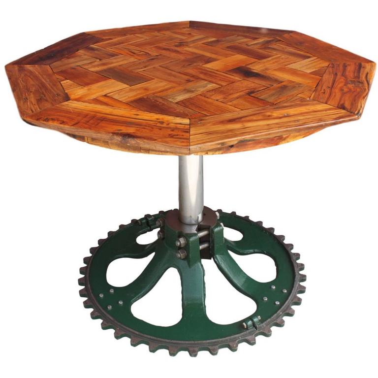 Custom Industrial Chicago Waterworks Sprocket Pub Table For Sale at 1stDibs