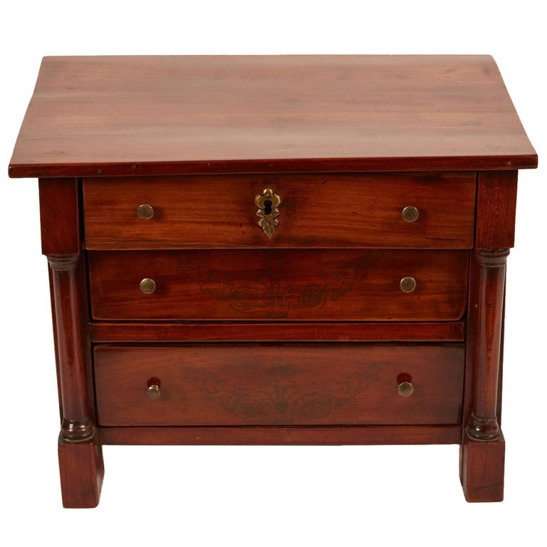 Late 19th Century Empire Mini Sample Chest of Drawers For Sale at 1stDibs