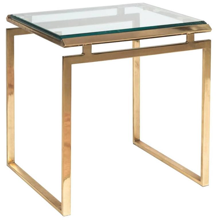 Pierre Vandel Side Table with Inset Beveled Glass at 1stDibs