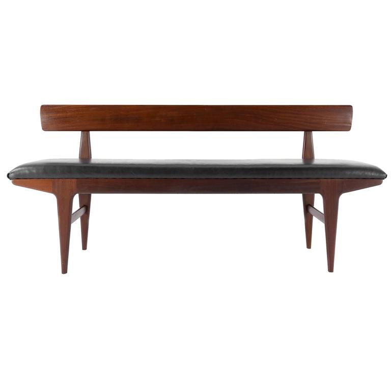 Danish Bench in Solid Afrormosia with Leather Seat For Sale at 1stDibs ...