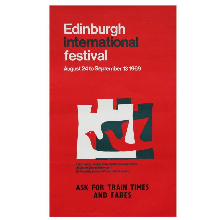 1960s Red Edinburgh International Festival Poster Pop Art Design at 1stDibs