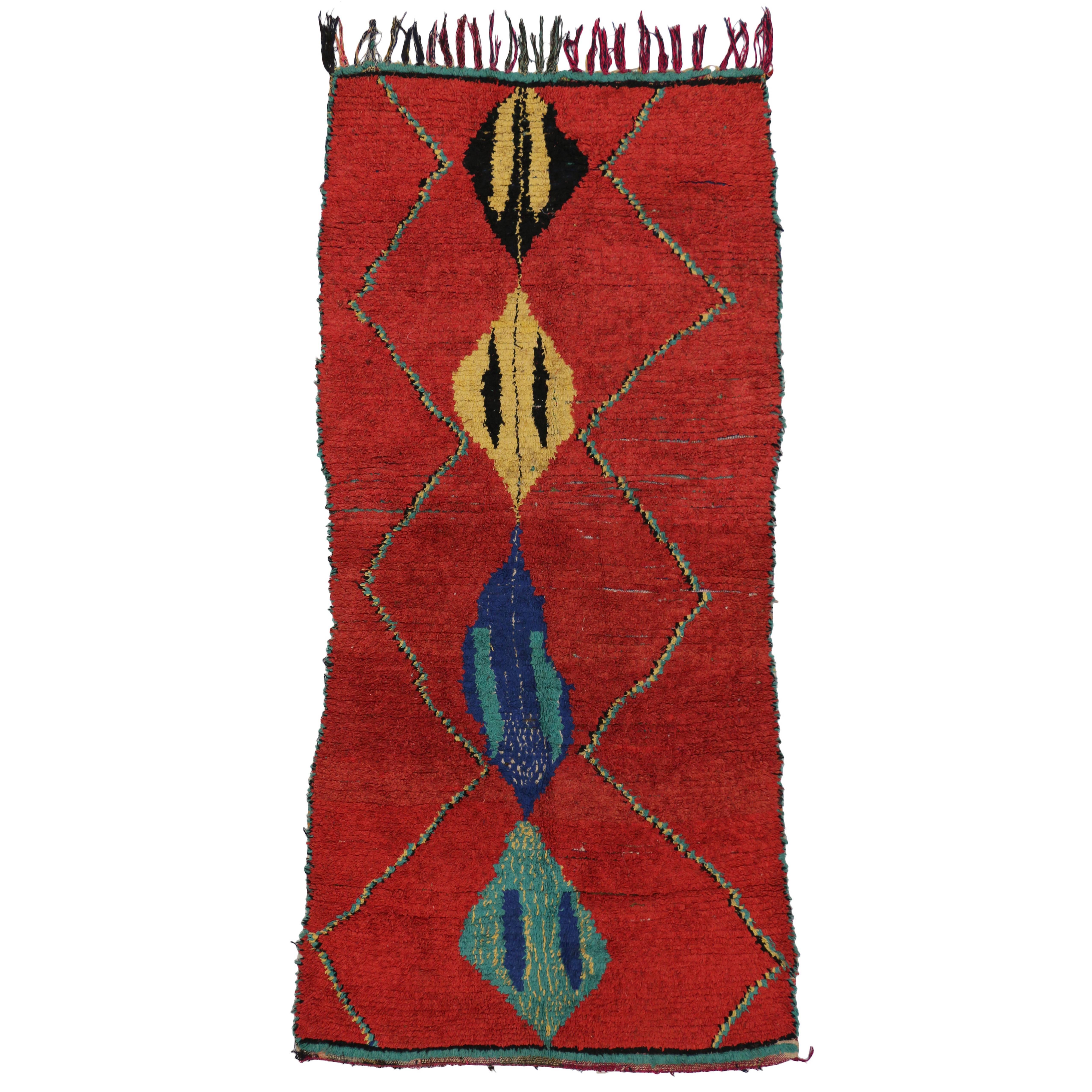 Berber Moroccan Rug with Tribal Design and Mid-Century Modern Style at 1stDibs