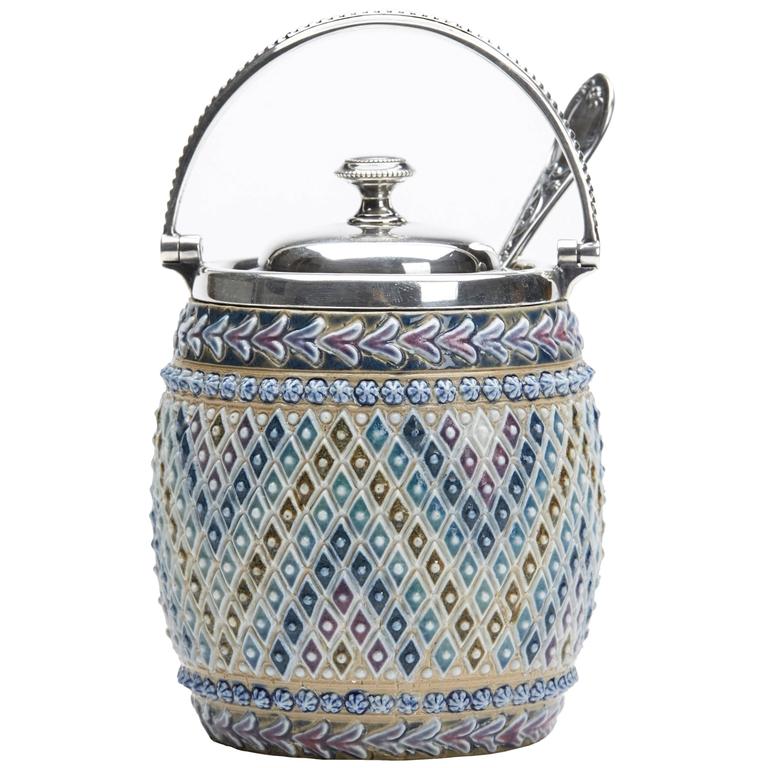 Doulton Lambeth Alice Smith Art Pottery Preserve Pot, 1880 at 1stDibs