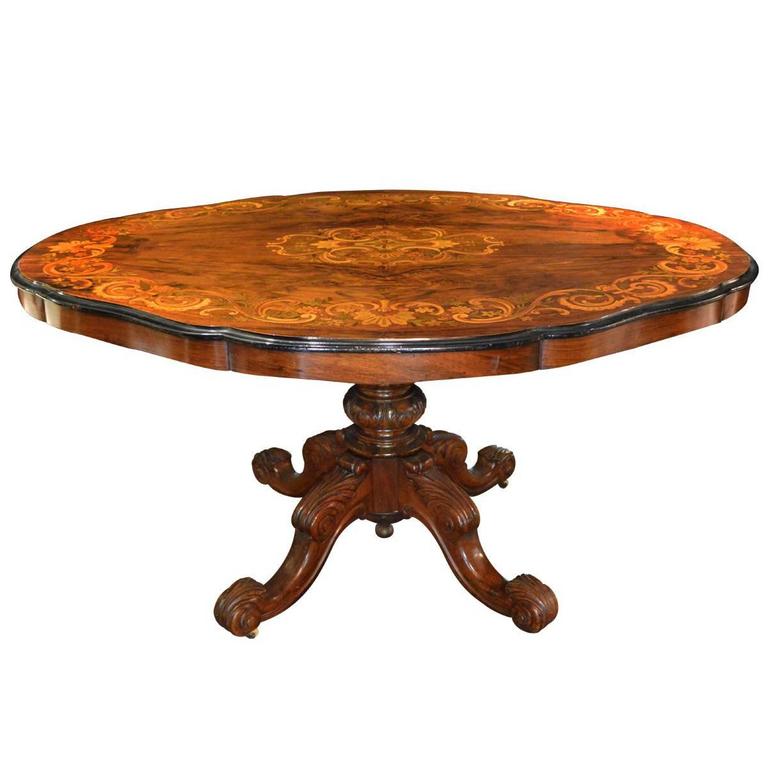 Fabulous Antique Large English Rosewood with Fruitwood Inlay Tilt-Top ...