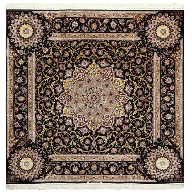 Square Vintage Isfahan Persian Rug at 1stDibs