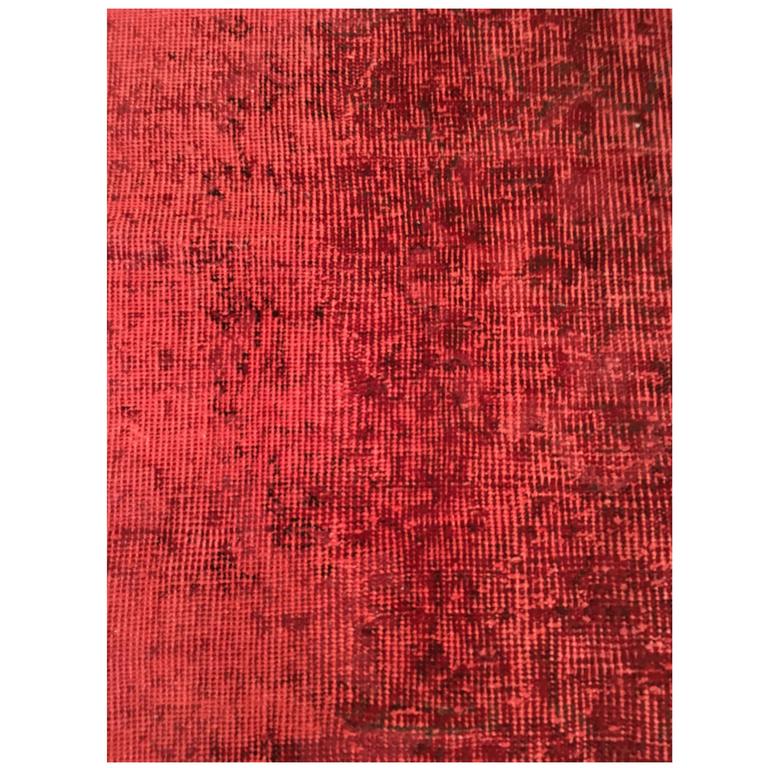 Overdyed Rug in Red, Smaller For Sale at 1stDibs