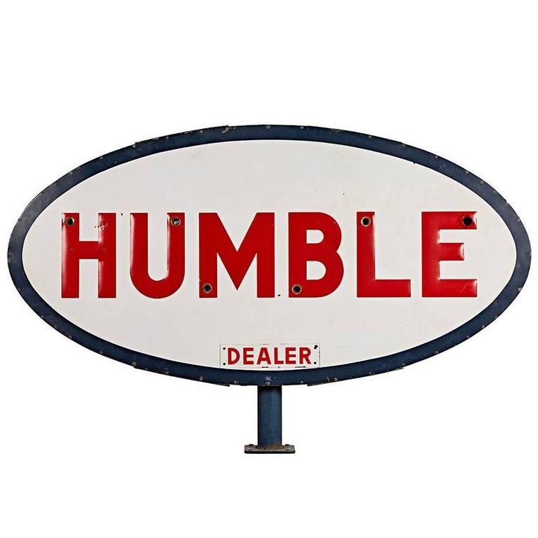 Gigantic Humble Oil Porcelain Pole Sign, circa 1950 at 1stDibs | humble ...