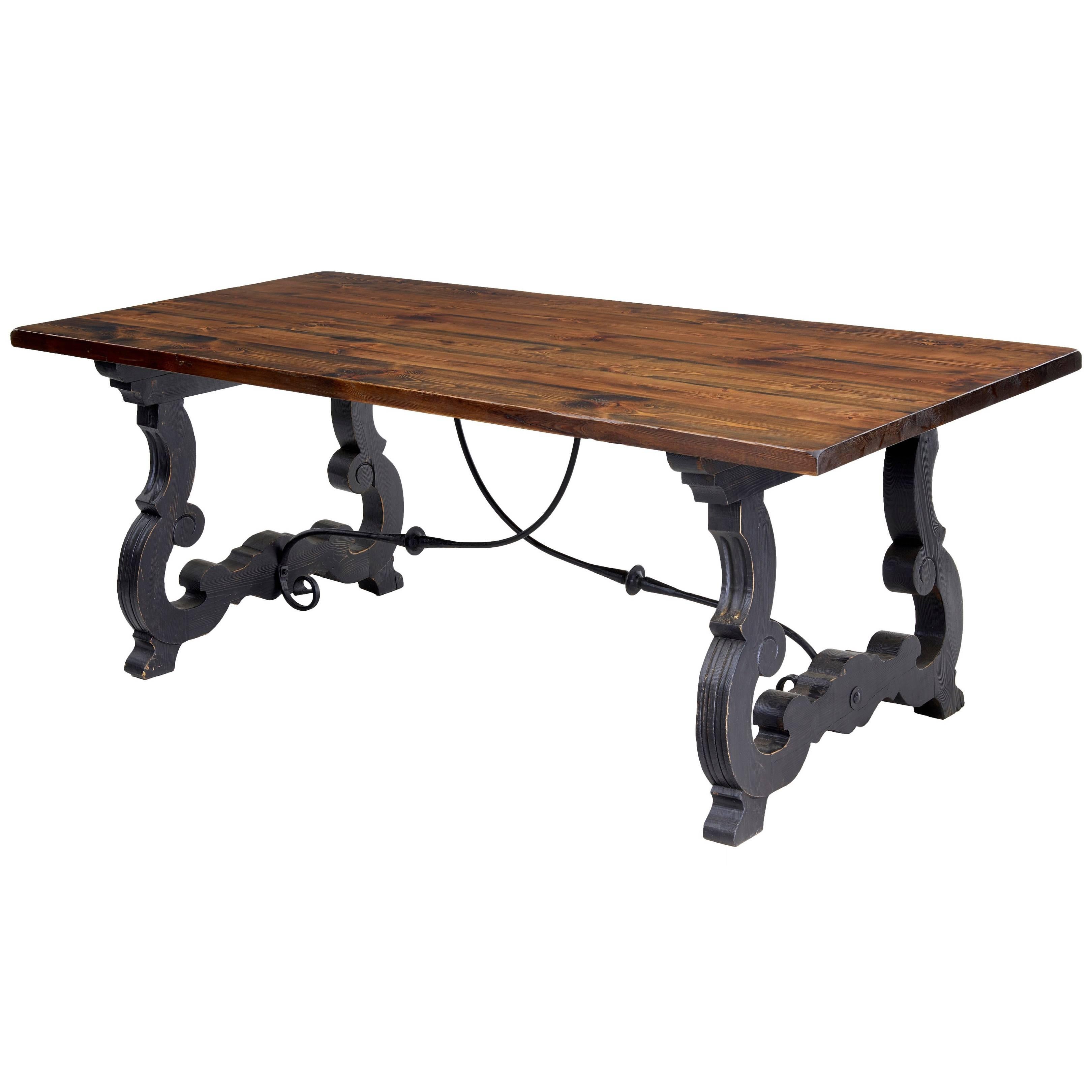 1960s Large Spanish Influenced Pine Dining Table at 1stDibs