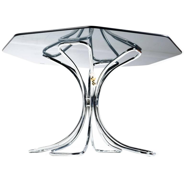NOS Futura Chrome and Smoked Glass Octagon Dining Table, 1970s at ...