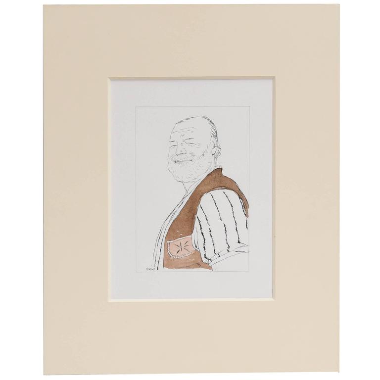Tullio Pericoli, Portrait of Hemingway For Sale at 1stDibs