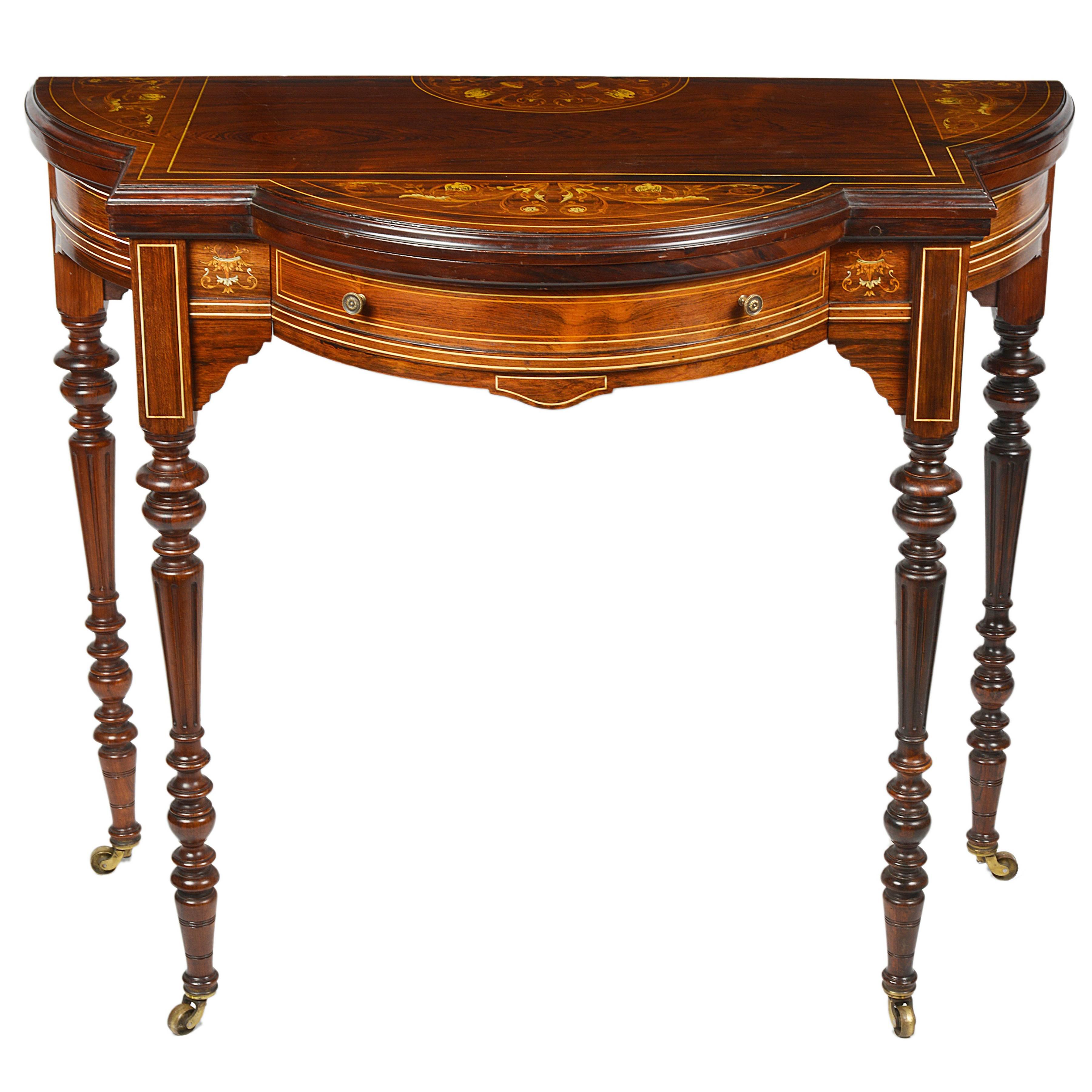Edwardian Satinwood Inlaid Card Table For Sale at 1stDibs