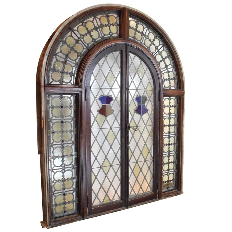 Arched Stained Glass French Window Unit at 1stDibs | arched french window