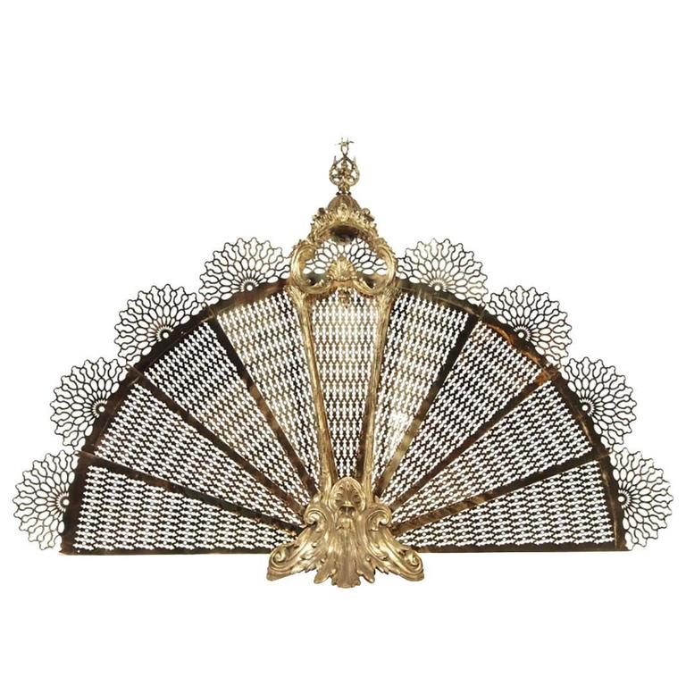 Antique Continental Fan Form Fire Screen For Sale at 1stDibs