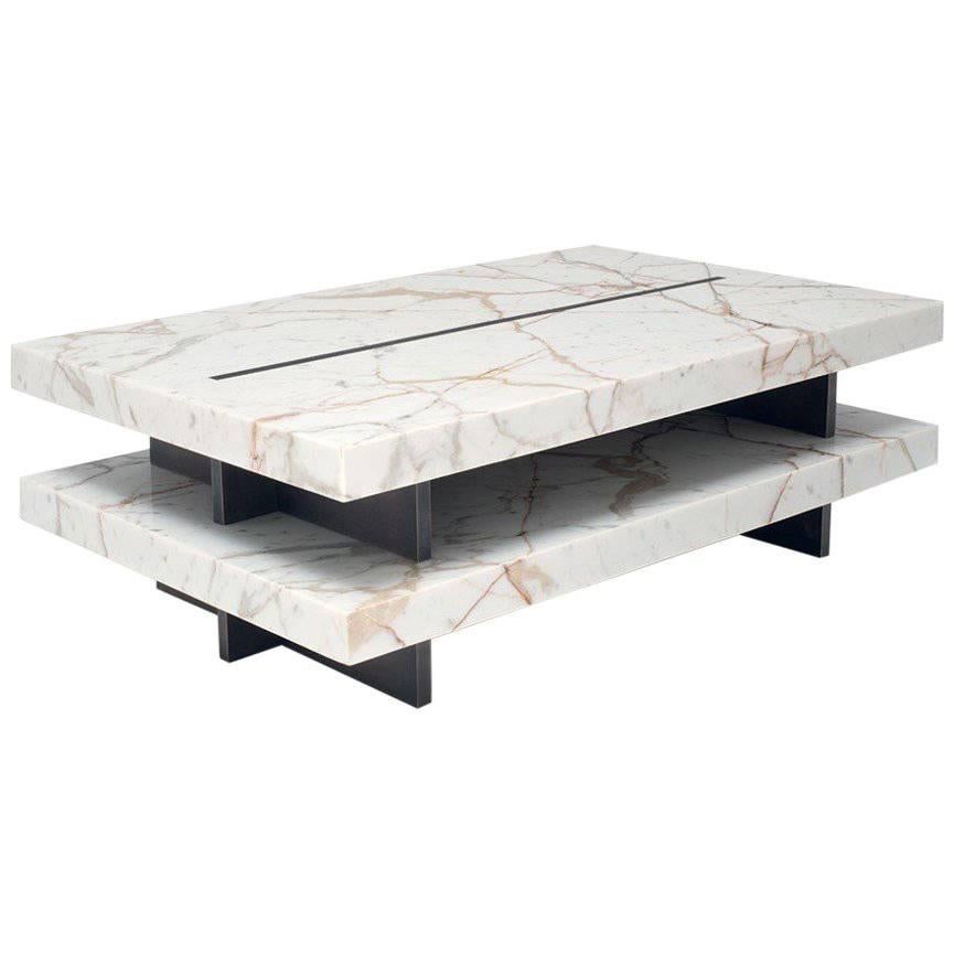 Calacatta Marble and Brass Coffee Table at 1stdibs