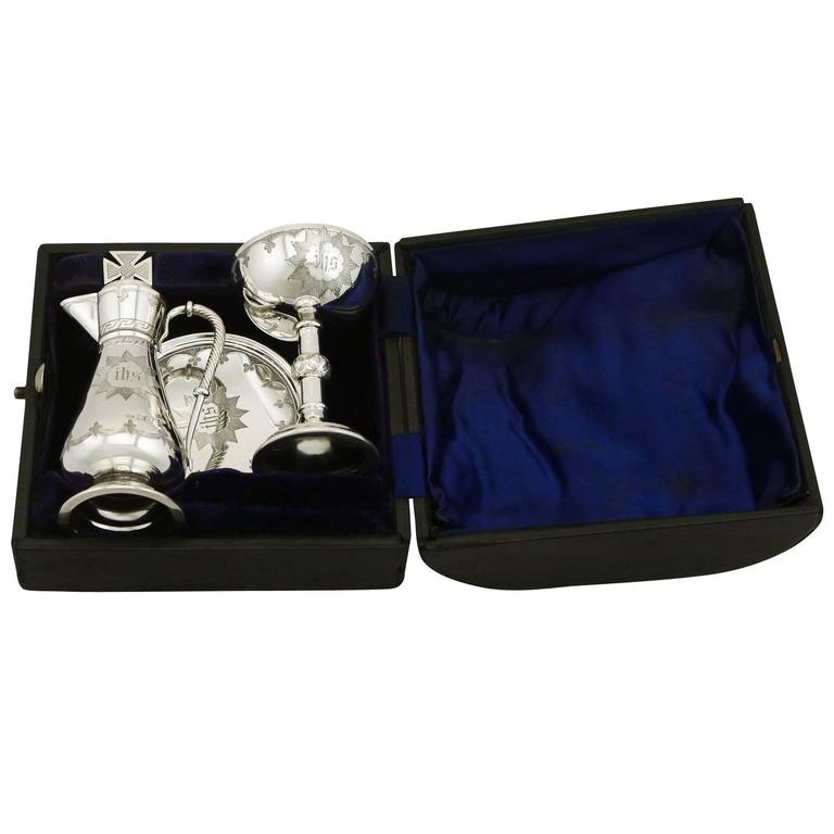 1900s Antique Victorian Sterling Silver Communion Set at 1stDibs