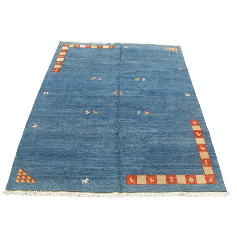 Hand-Knotted India Gabbeh Rug at 1stDibs