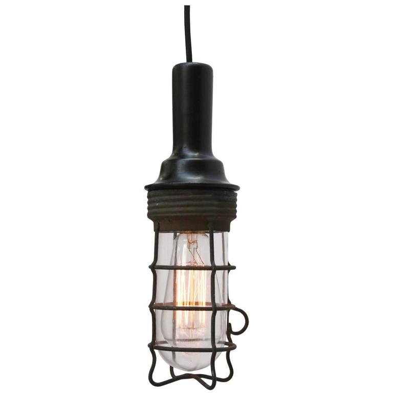 Black Industrial Bakelite Metal Work Light No.18 at 1stDibs