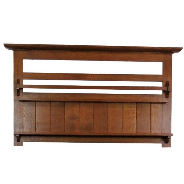 Stickley Oak Slatted Wall Shelf For Sale at 1stdibs