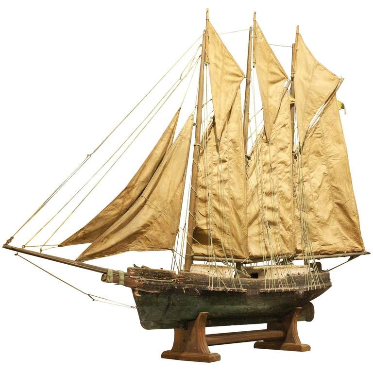 Late 19th Century Naive Sailing Vessel Diorama For Sale at 1stdibs