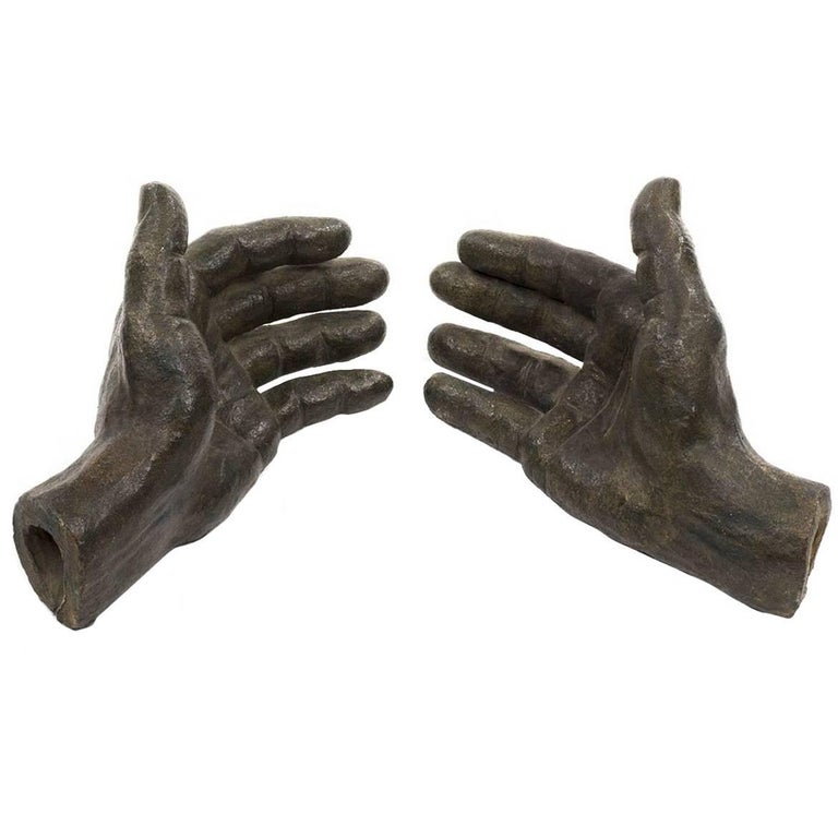 Pair of Ceramic Hands with Bronze Glaze at 1stDibs