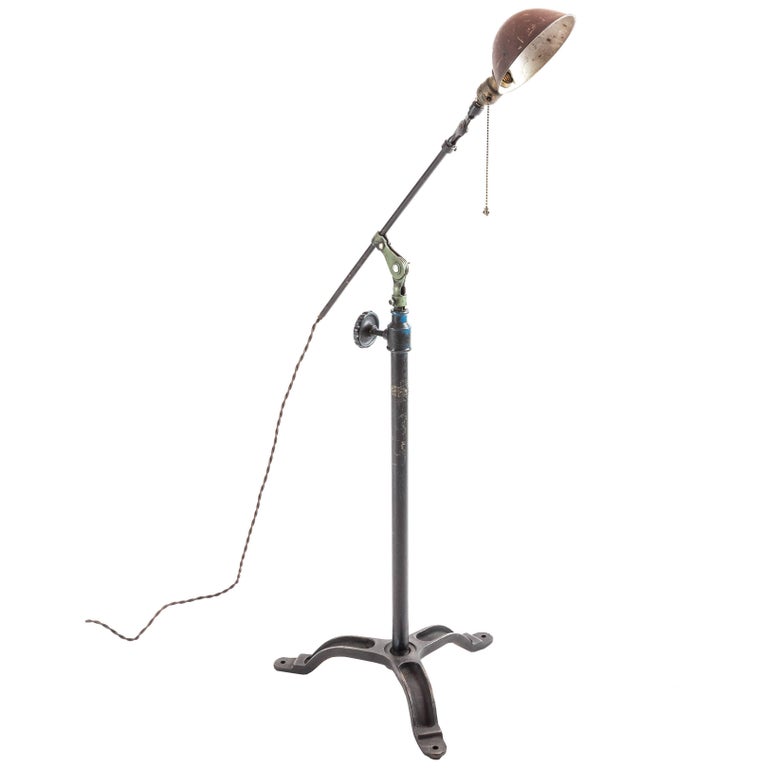 1940s Industrial Boom Articulating Floor Lamp For Sale at 1stDibs