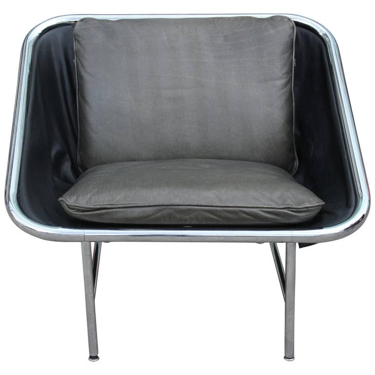 Modern George Nelson for Herman Miller Chrome and Leather Sling Chair ...