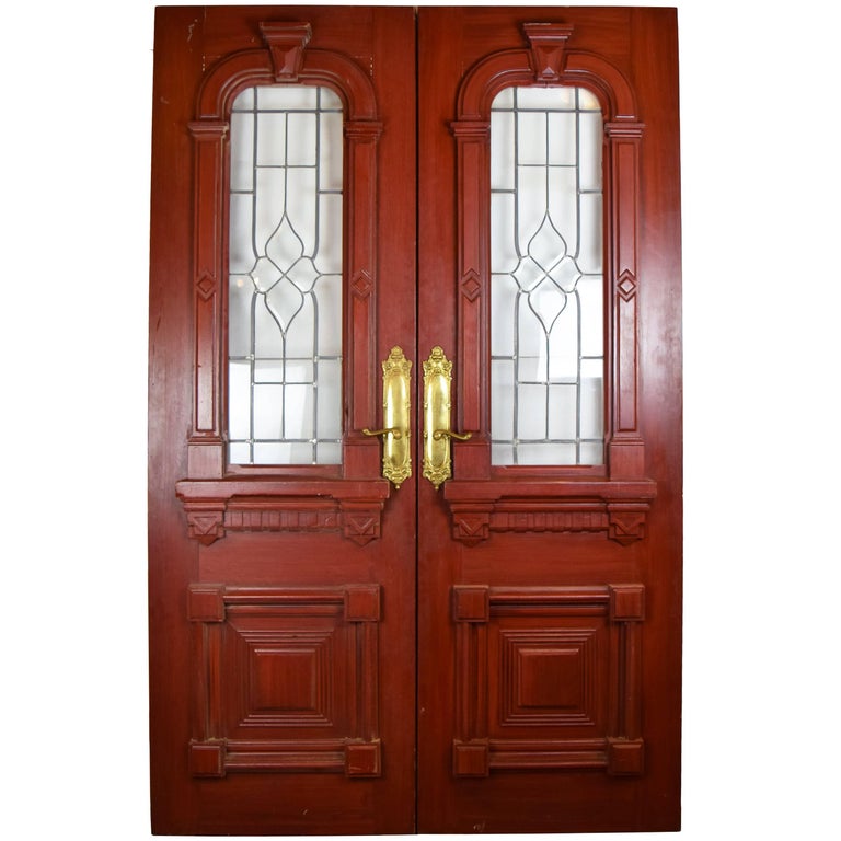 Entrance Door Set with Beveled Glass Windows at 1stDibs