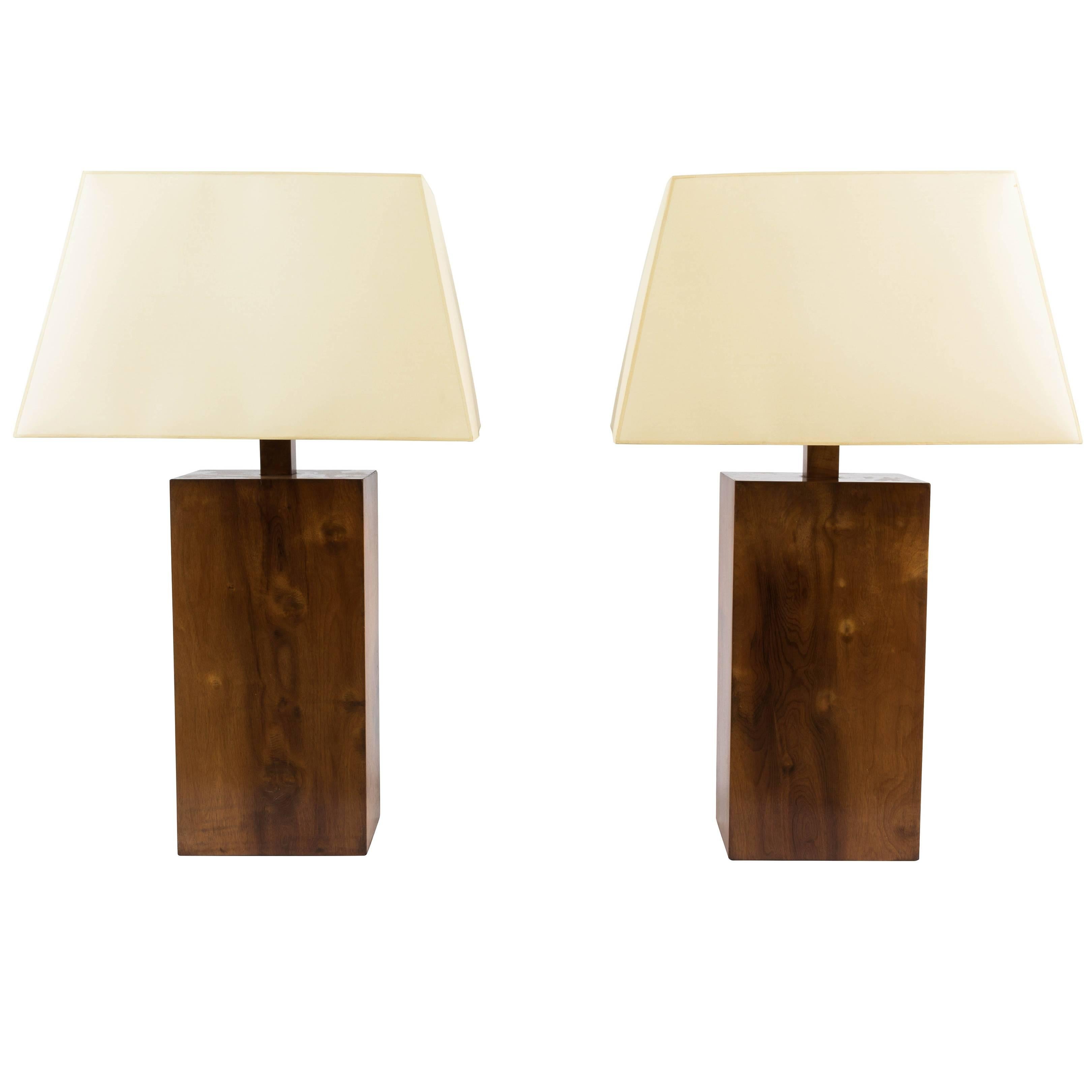 Pair of Modernist Block-Form Table Lamps at 1stDibs