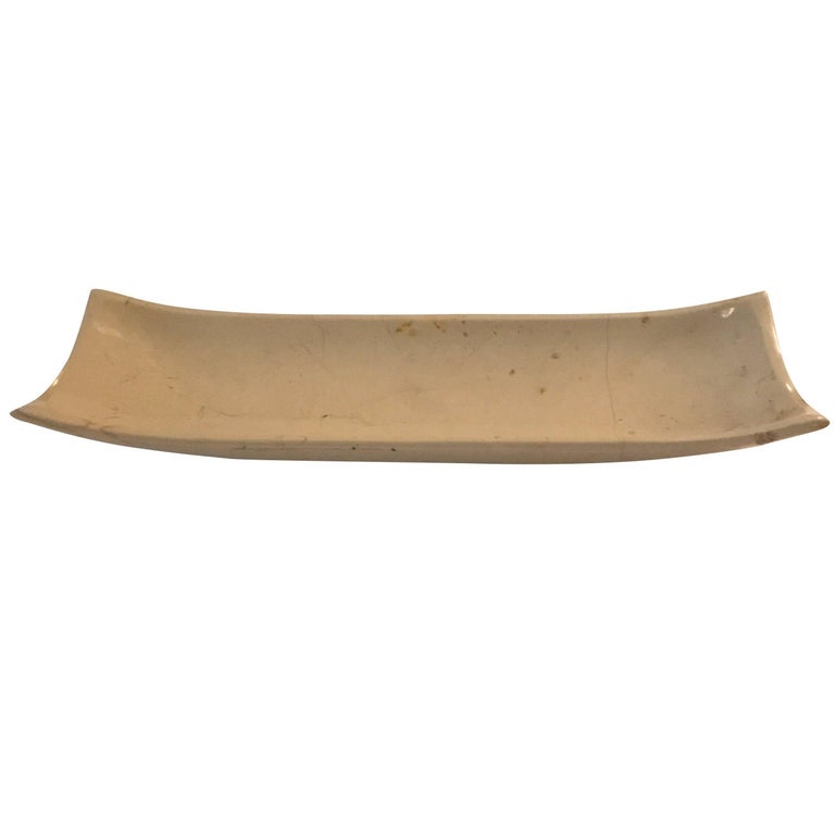 Cream Color Travertine Curved Rectangle Tray, Contemporary, Mexico For ...