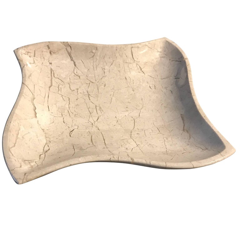 Travertine Square Wavy Edge Tray, Contemporary, Mexico at 1stDibs